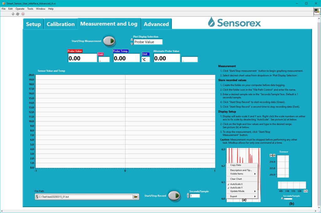 Sensorex Smart Sensor User Interface Software - Sensorex Liquid ...